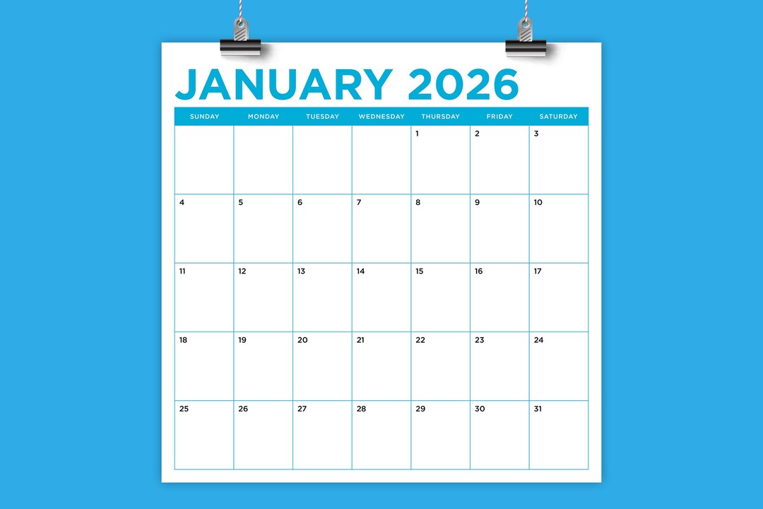 SALE 2026 Square Color 12x12 Calendar | INSTANT DOWNLOAD | Modern Bold ...