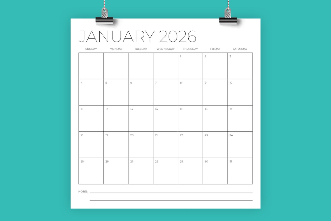 2026 Square 12x12 Calendar | INSTANT DOWNLOAD | Large Monthly Printable ...
