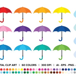 Umbrella Clip Art Set PNG SVG VECTOR Rainy Day Clip Art - Etsy