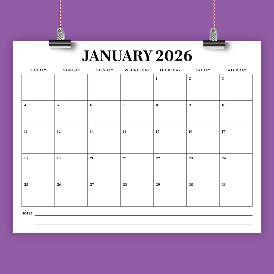 2026 8.5 X 11 Inch Calendar Template | INSTANT DOWNLOAD | Modern ...