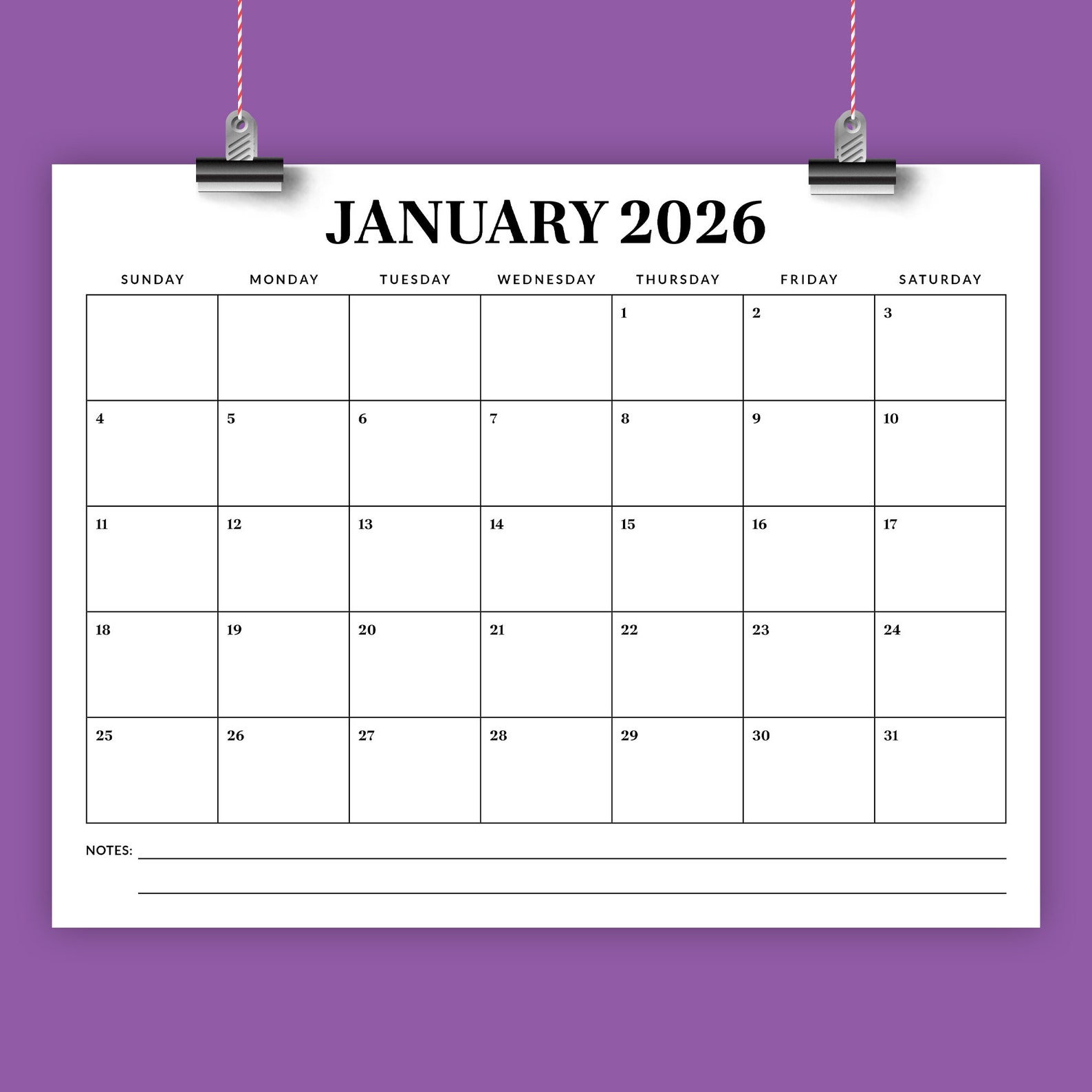 SALE 2026 8.5 X 11 Inch Calendar Template | INSTANT DOWNLOAD | Modern ...
