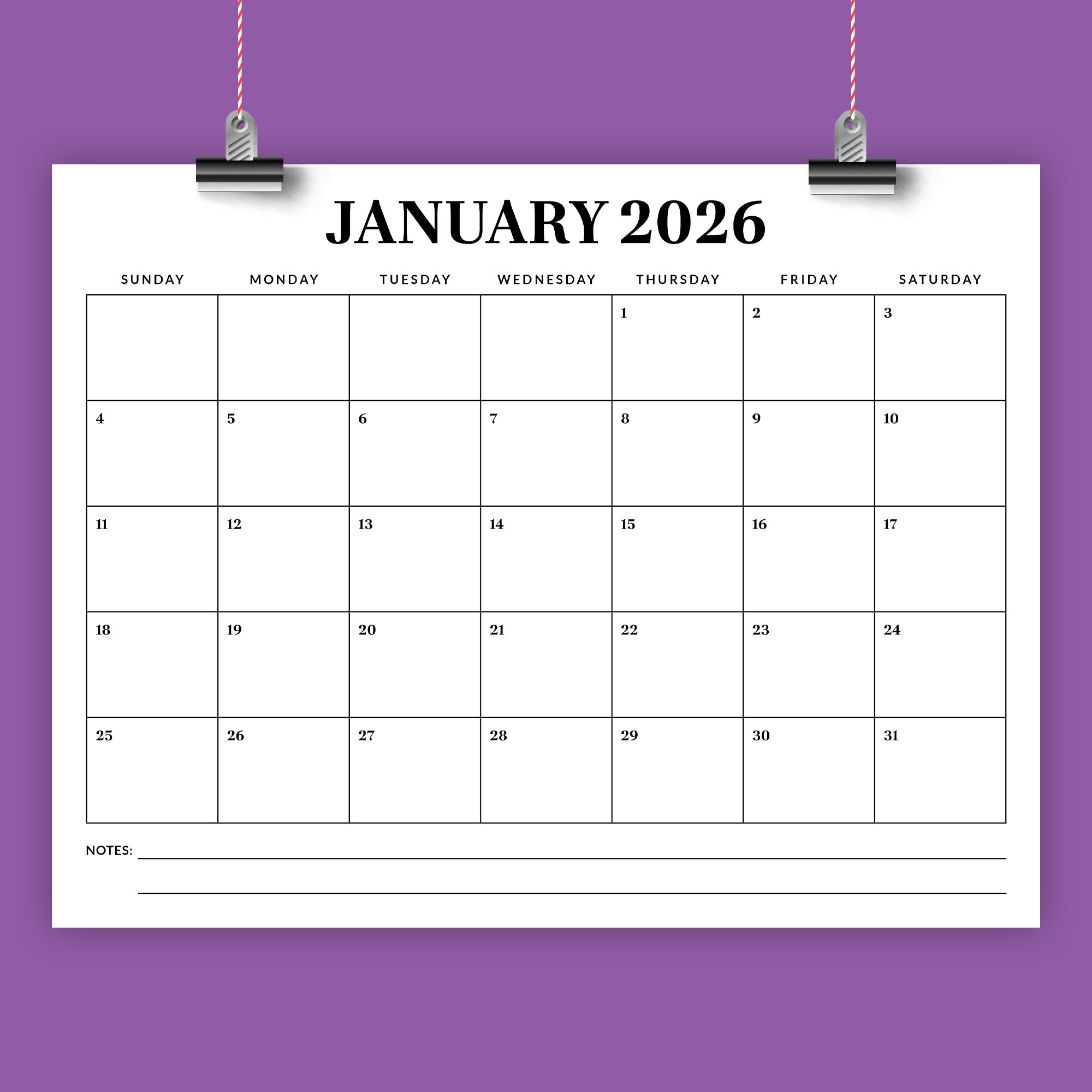 SALE 2026 8.5 X 11 Inch Calendar Template | INSTANT DOWNLOAD | Modern ...
