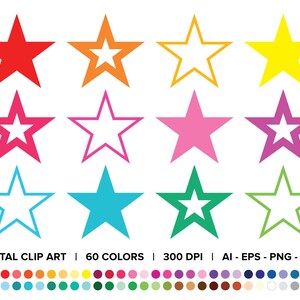 Star Trio Clip Art Set, PNG, SVG, VECTOR, Star Symbol, Star Shape, Star ...