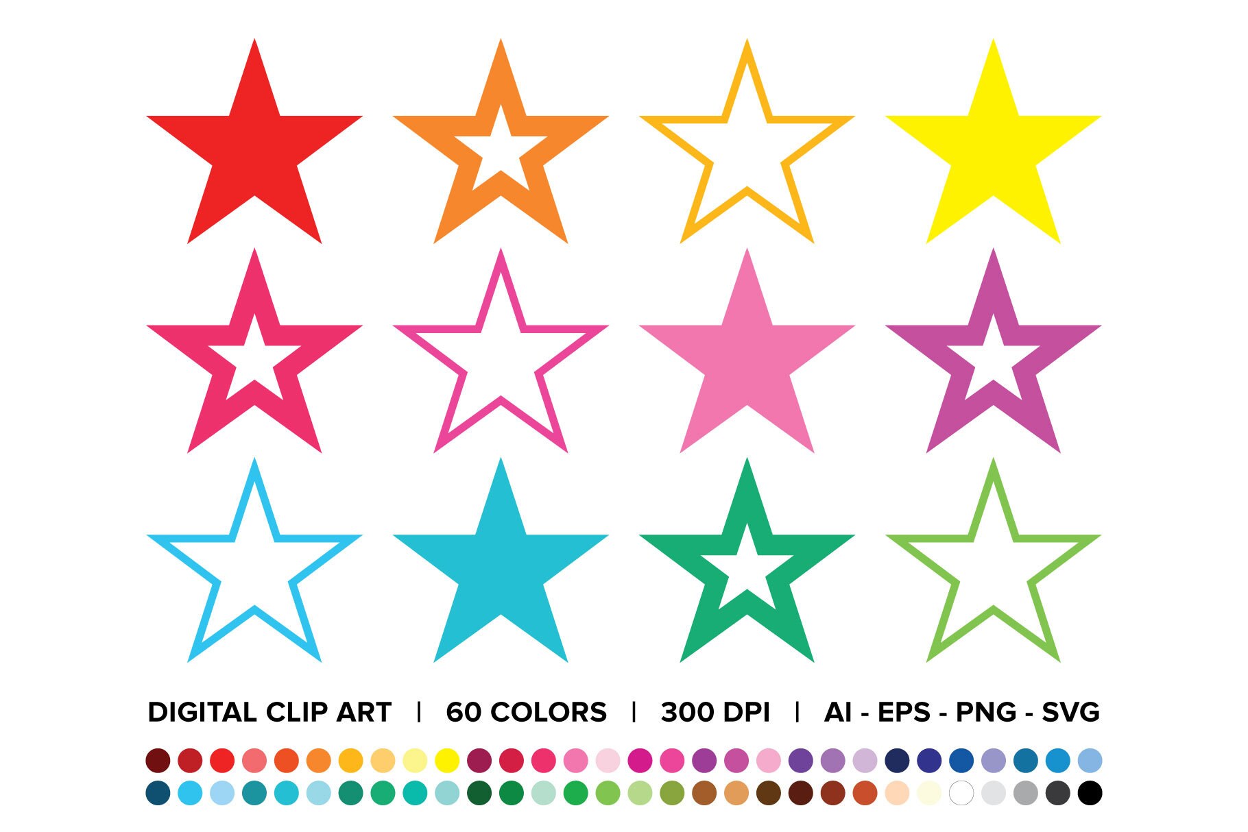 Star Trio Clip Art Set PNG SVG VECTOR Symbol Shape Graphic - Etsy Australia