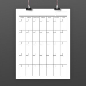 8.5x11 Inch Vertical Blank Calendar, 8.5" X 11" Printable Calendar ...