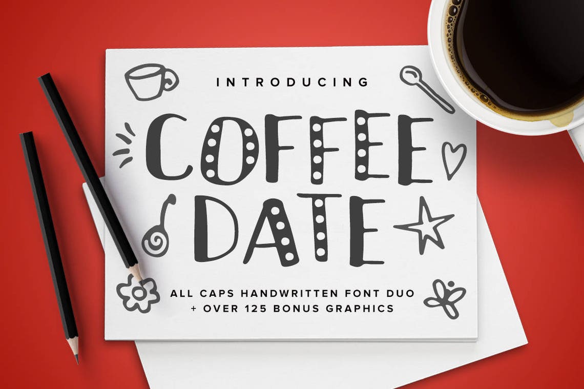 Coffee Date Font Duo Plus 125 Bonus Graphics OTF & TTF and - Etsy