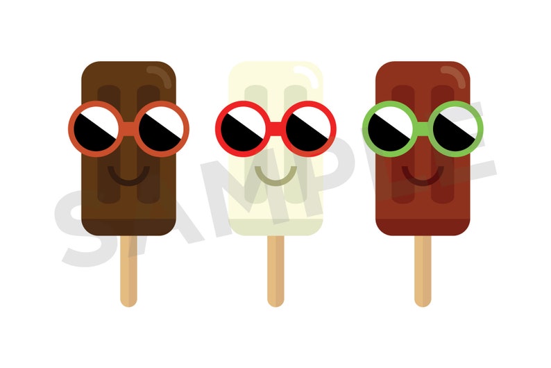Ice Pops Clip Art Set, PNG, SVG, VECTOR, Cartoon, Happy Face ...