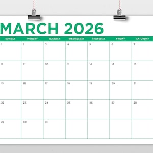2026 8.5 X 11 Inch COLOR Calendar Template | INSTANT DOWNLOAD | Modern ...