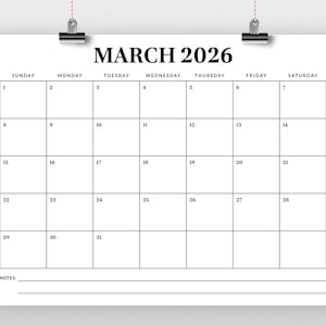 2026 8.5 X 11 Inch Calendar Template | INSTANT DOWNLOAD | Modern ...