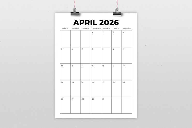 2026 Vertical 8.5 X 11 Inch Calendar Template | INSTANT DOWNLOAD | Bold ...