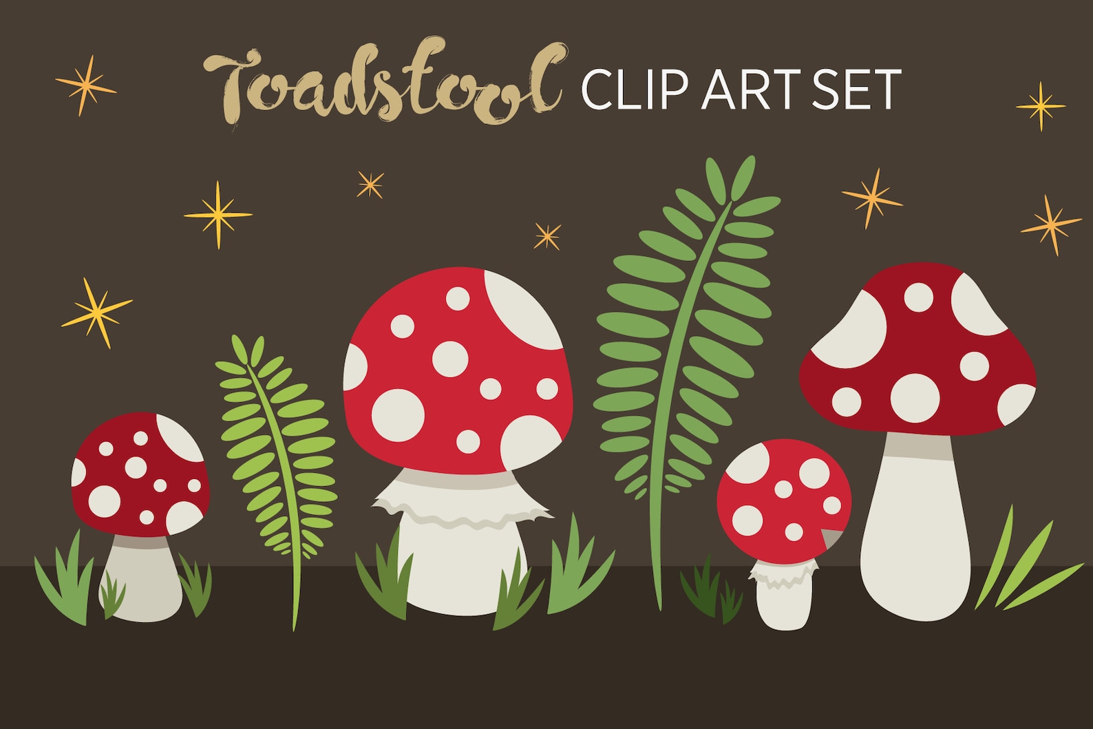 Toadstool Mushroom Clip Art PNG SVG VECTOR Amanita Muscaria | Etsy
