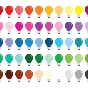Light Bulb Clip Art Set, PNG, SVG, VECTOR, Solid Color, Lightbulb ...