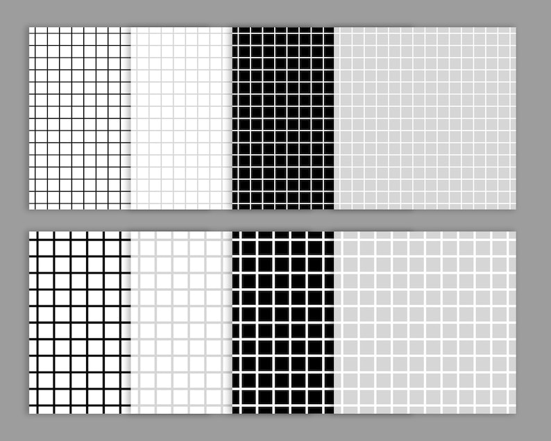 Black & White Seamless Grid Digital Paper JPG PDF VECTOR - Etsy