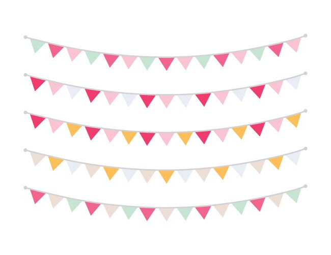Spring Pink Orange & Mint Bunting Banner Clip Art Set PNG | Etsy