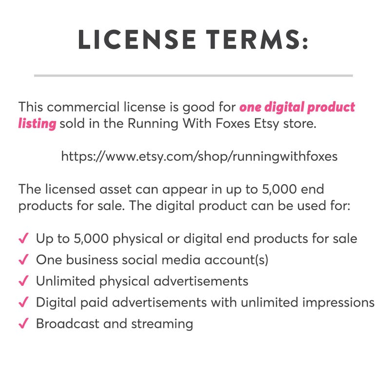 Commercial License for Clipart, One Product - up to 5000 Sales ...