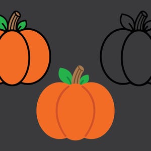 Simple Autumn Pumpkin Clip Art Set, PNG, SVG, VECTOR, Orange Pumpkin ...