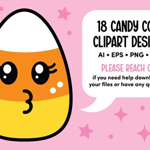 Cute Halloween Candy Corn Clip Art Set, PNG, SVG, VECTOR, Kawaii ...