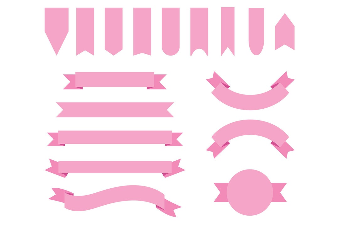 Pink Badge & Banner Clip Art Set, PNG, SVG, VECTOR, Label Clipart ...