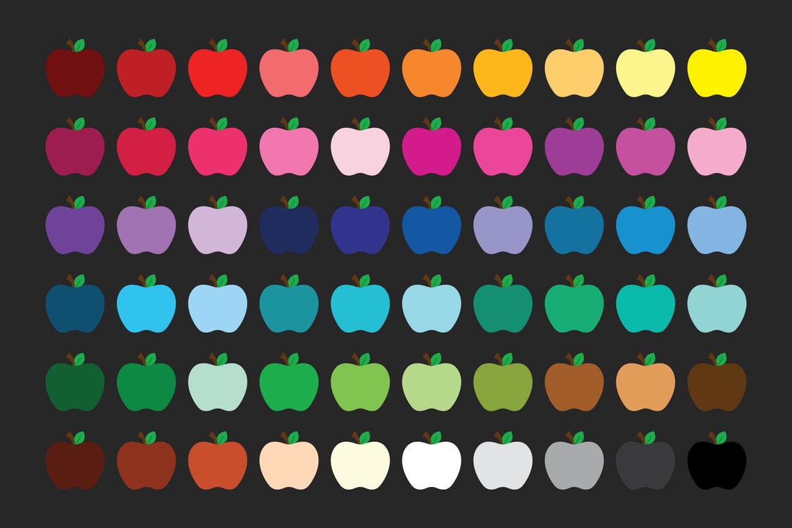 Apple Clip Art Set PNG SVG VECTOR Back to School Food Fruit - Etsy