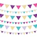Purple Gold Pink & Teal Bunting Banner Clip Art Set PNG SVG - Etsy