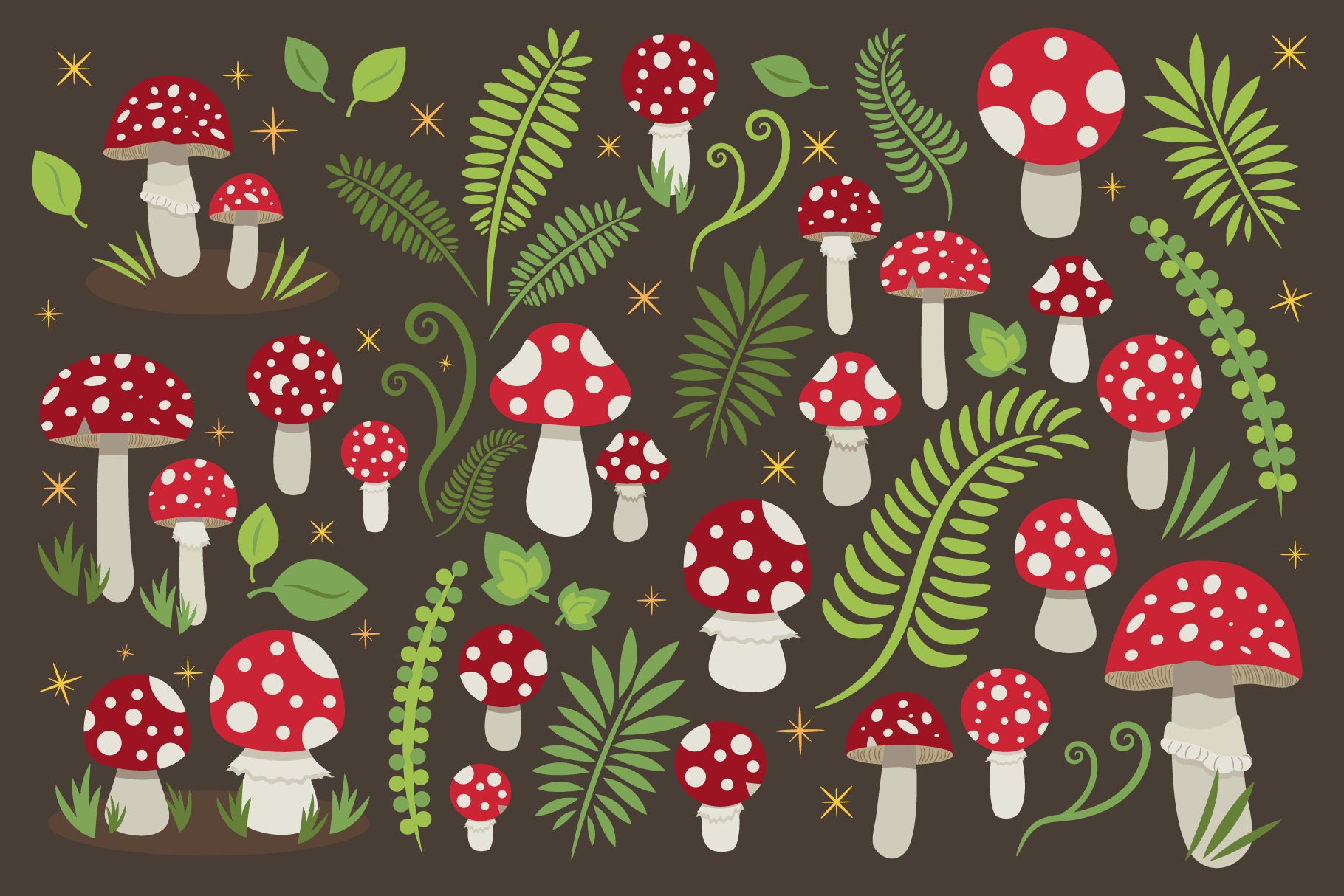 Toadstool Mushroom Clip Art PNG SVG VECTOR Amanita Muscaria - Etsy