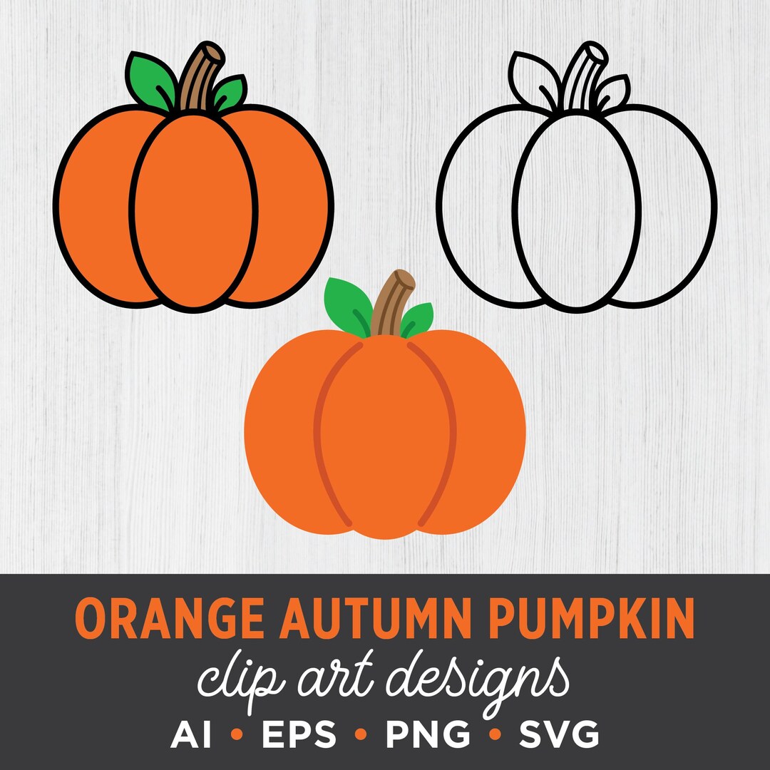 Simple Autumn Pumpkin Clip Art Set, PNG, SVG, VECTOR, Orange Pumpkin ...