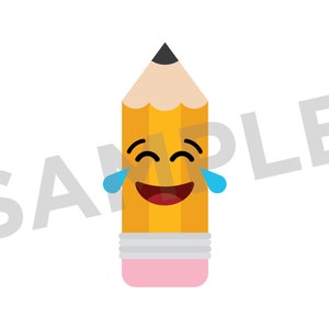 Cute Emoji Pencil Clipart, PNG, SVG, VECTOR, Happy Pencil Clipart ...