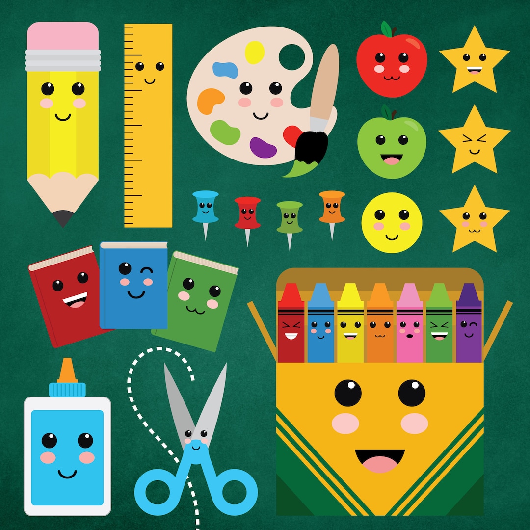 Cute Classroom Clip Art Set, PNG, SVG, VECTOR, Back to School, Office ...