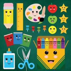 Cute Classroom Clip Art Set, PNG, SVG, VECTOR, Back to School, Office ...