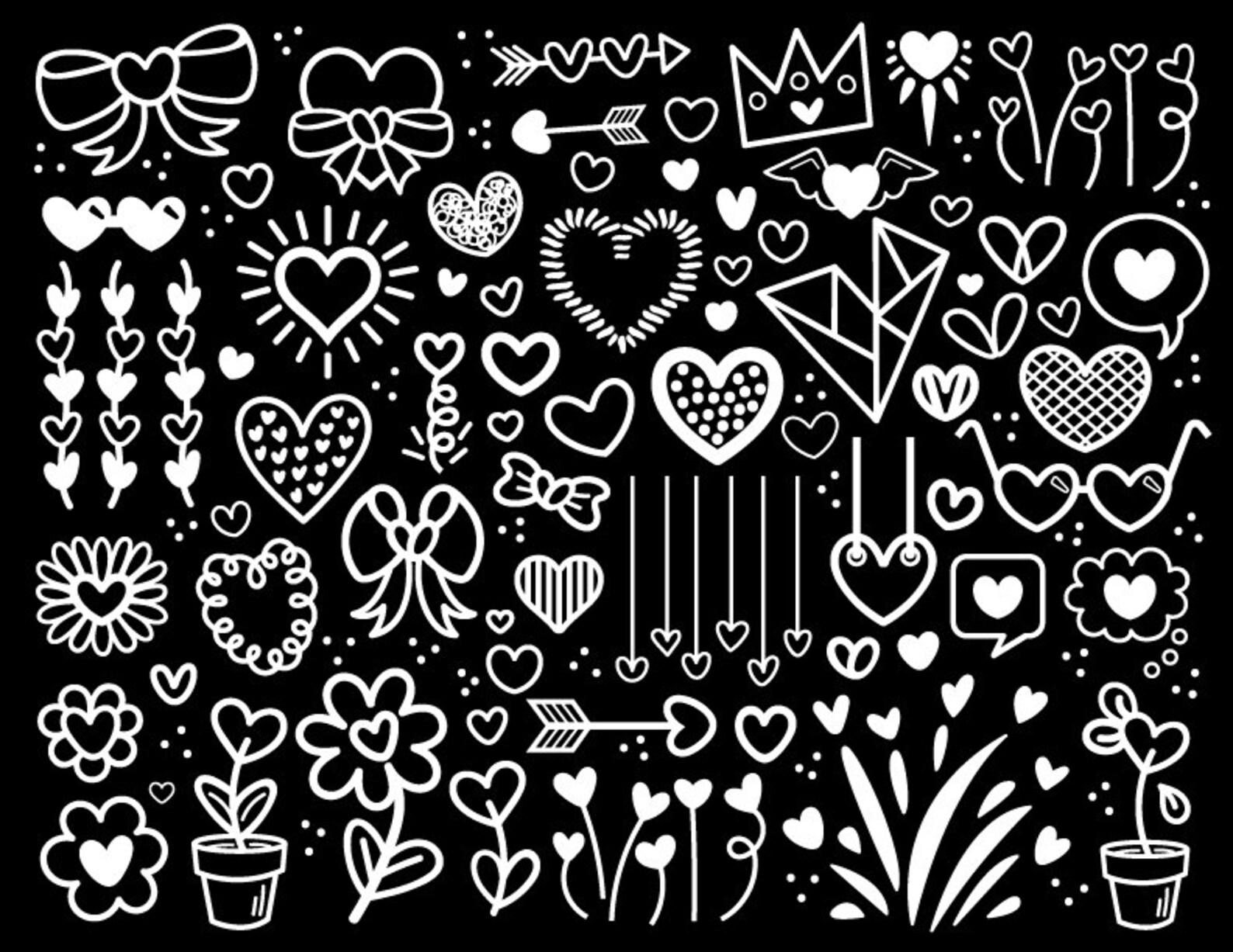 Cartoon Doodle Heart Clip Art Set PNG SVG VECTOR Simple Fun - Etsy
