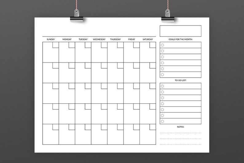 8.5x11 Inch Blank Planner Calendar, 8.5" X 11" Printable Calendar ...
