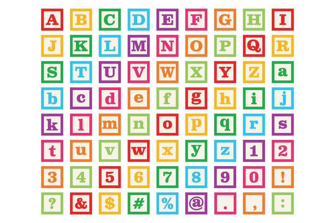 Alphabet Blocks Clip Art Set, PNG, SVG, VECTOR, Preschool Clipart ...
