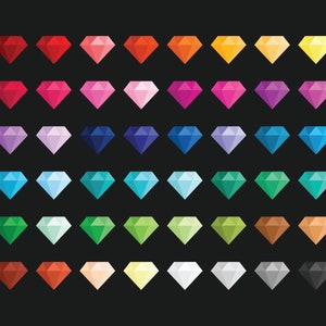 Diamond Clip Art Set, PNG, SVG, VECTOR, Crystal Clipart, Gemstone ...