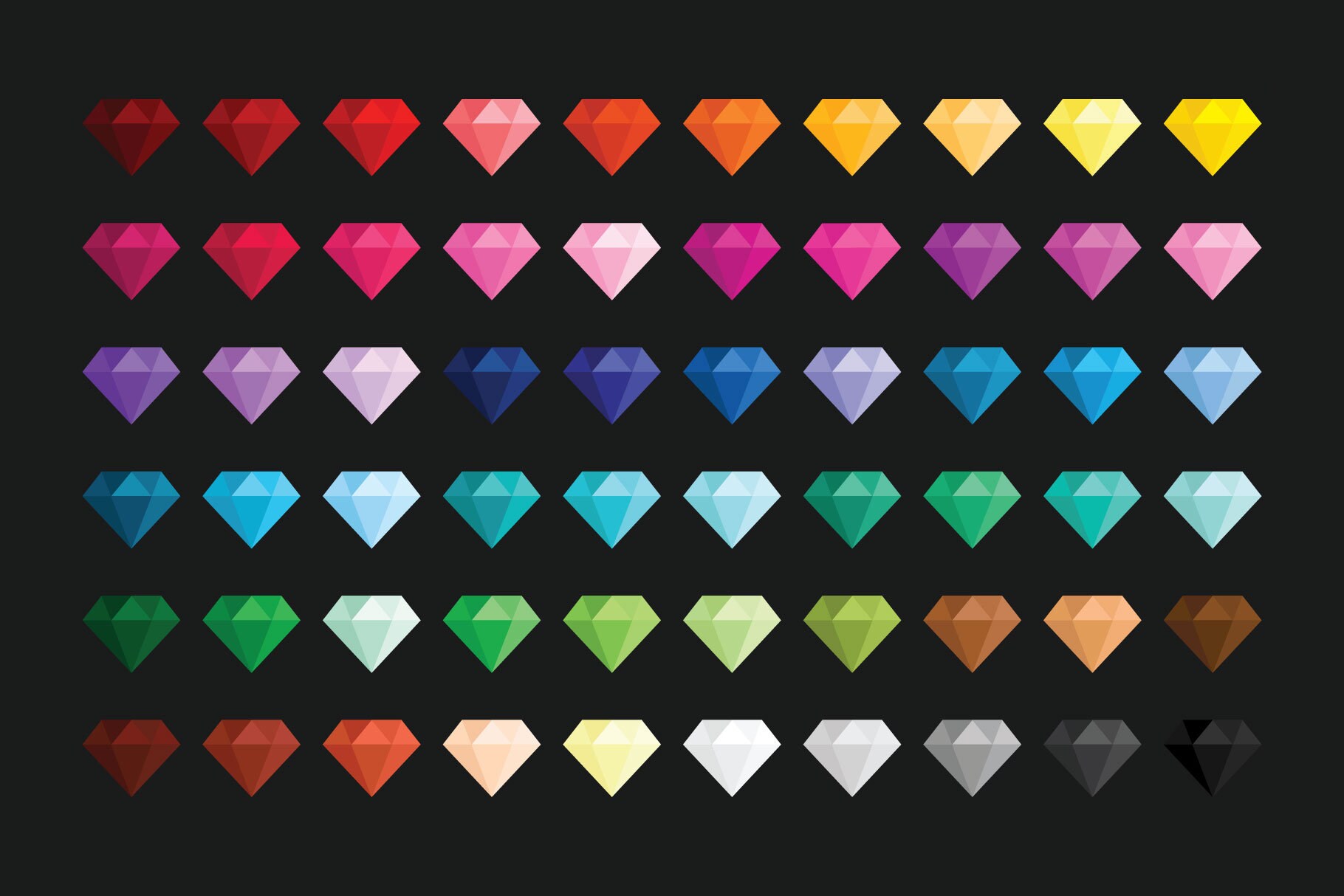 Diamond Clip Art Set PNG SVG VECTOR Rainbow Color Crystal - Etsy Singapore