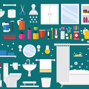 SALE Home Bathroom Clip Art, PNG, SVG, Vector, Bathtub, Shower, Toilet ...