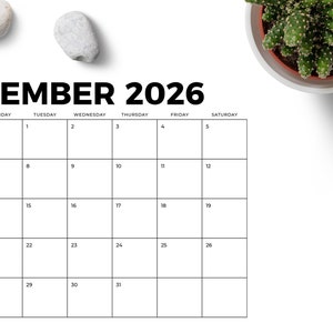 2026 8.5 X 11 Inch Calendar Template | INSTANT DOWNLOAD | Modern Bold ...