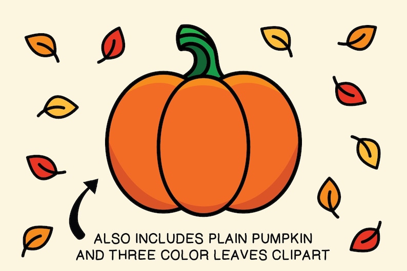 Happy Orange Pumpkin Clip Art Set, PNG, SVG, VECTOR, Kawaii Clipart ...