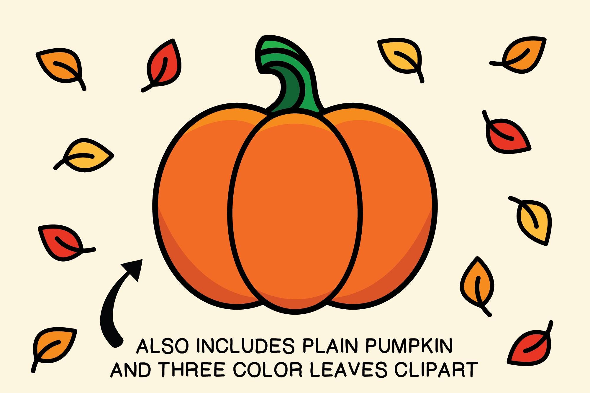 Happy Orange Pumpkin Clip Art Set, PNG, SVG, VECTOR, Kawaii Clipart ...