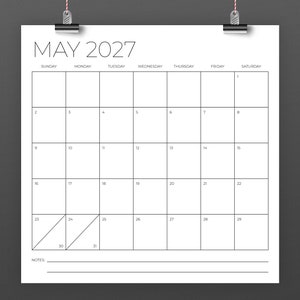 2027 Square 12x12 Calendar | INSTANT DOWNLOAD | Large Monthly Printable ...