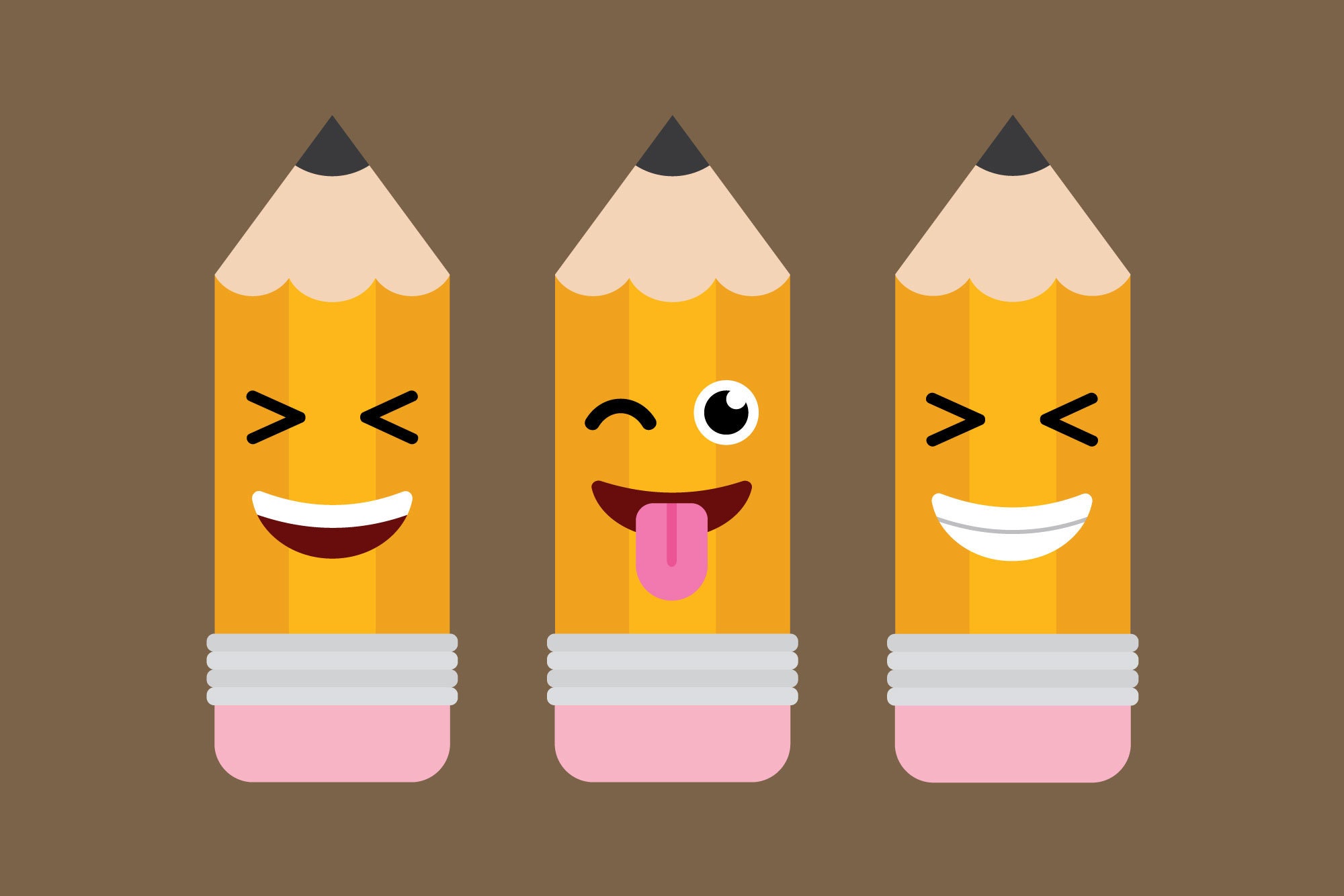 Cute Emoji Pencil Clipart, PNG, SVG, VECTOR, Happy Pencil Clipart ...