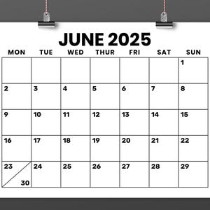 SALE 2025 8.5 X 11 Inch Large Number Mon-sun Calendar Template ...