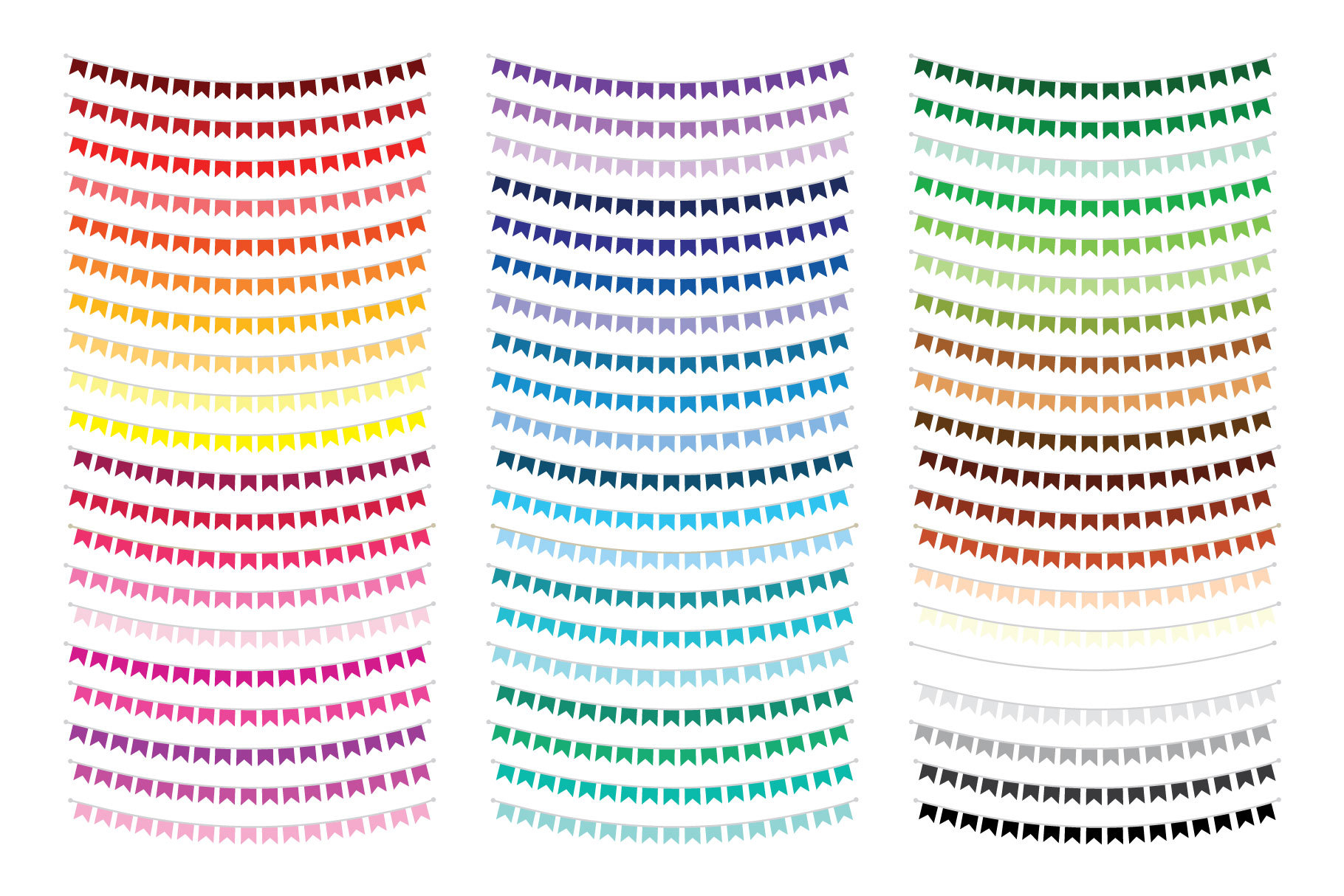 Flag Bunting Banner Clip Art Set PNG SVG VECTOR Color String - Etsy UK