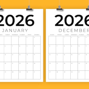 2026 Vertical 8.5 X 11 Inch Calendar Template | INSTANT DOWNLOAD ...
