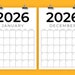 2026 Vertical 8.5 X 11 Inch Calendar Template INSTANT DOWNLOAD Modern ...