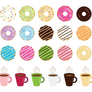 SALE Donuts & Coffee Clip Art Set, PNG, SVG, Vector, Dessert Clipart ...