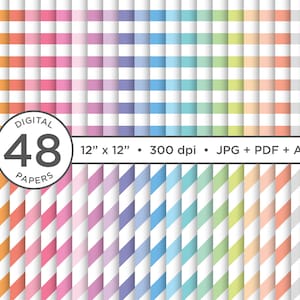Rainbow Pastel Seamless Stripes Digital Paper, JPG, PDF, VECTOR ...