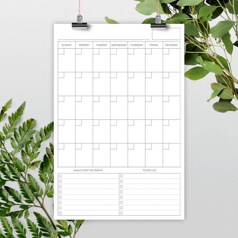 24x36 Inch Vertical Blank Calendar, Planner Calendar, 24" X 36 ...