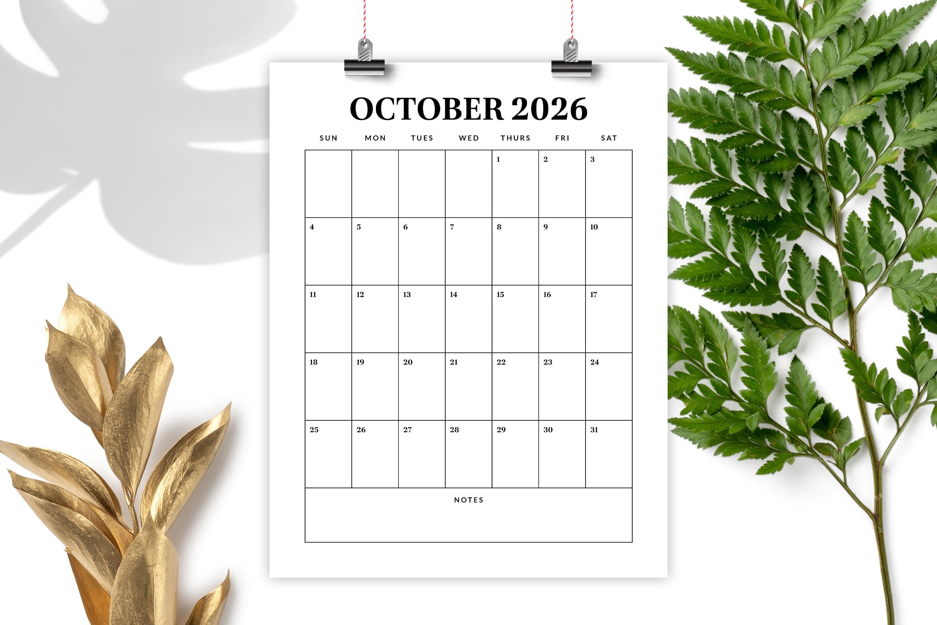 SALE 2026 Vertical 8.5x11 Inch Calendar Template | INSTANT DOWNLOAD ...