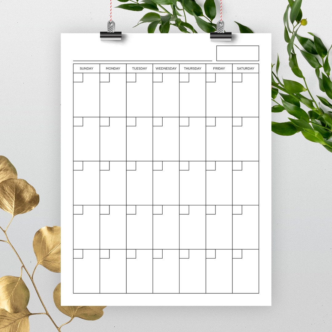 8.5x11 Inch Vertical Blank Calendar, 8.5" X 11" Printable Calendar ...