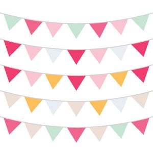Spring Pink Orange & Mint Bunting Banner Clip Art Set, PNG, SVG, VECTOR ...
